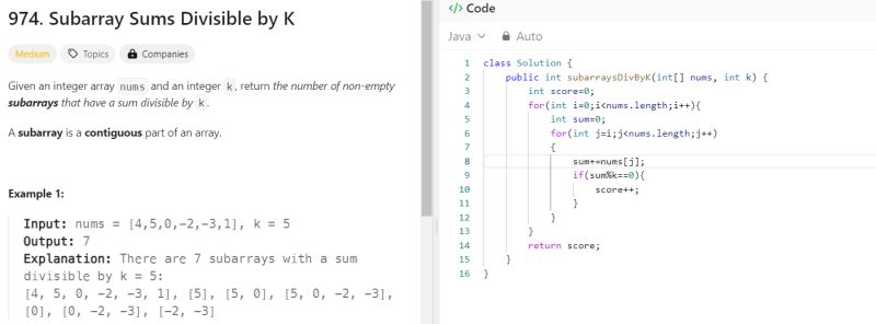 Adarsh Suman on LinkedIn: #day22 #leetcode974 #codingchallenge Adarsh Suman on LinkedIn: #day22 #leetcode974 #codingchallenge