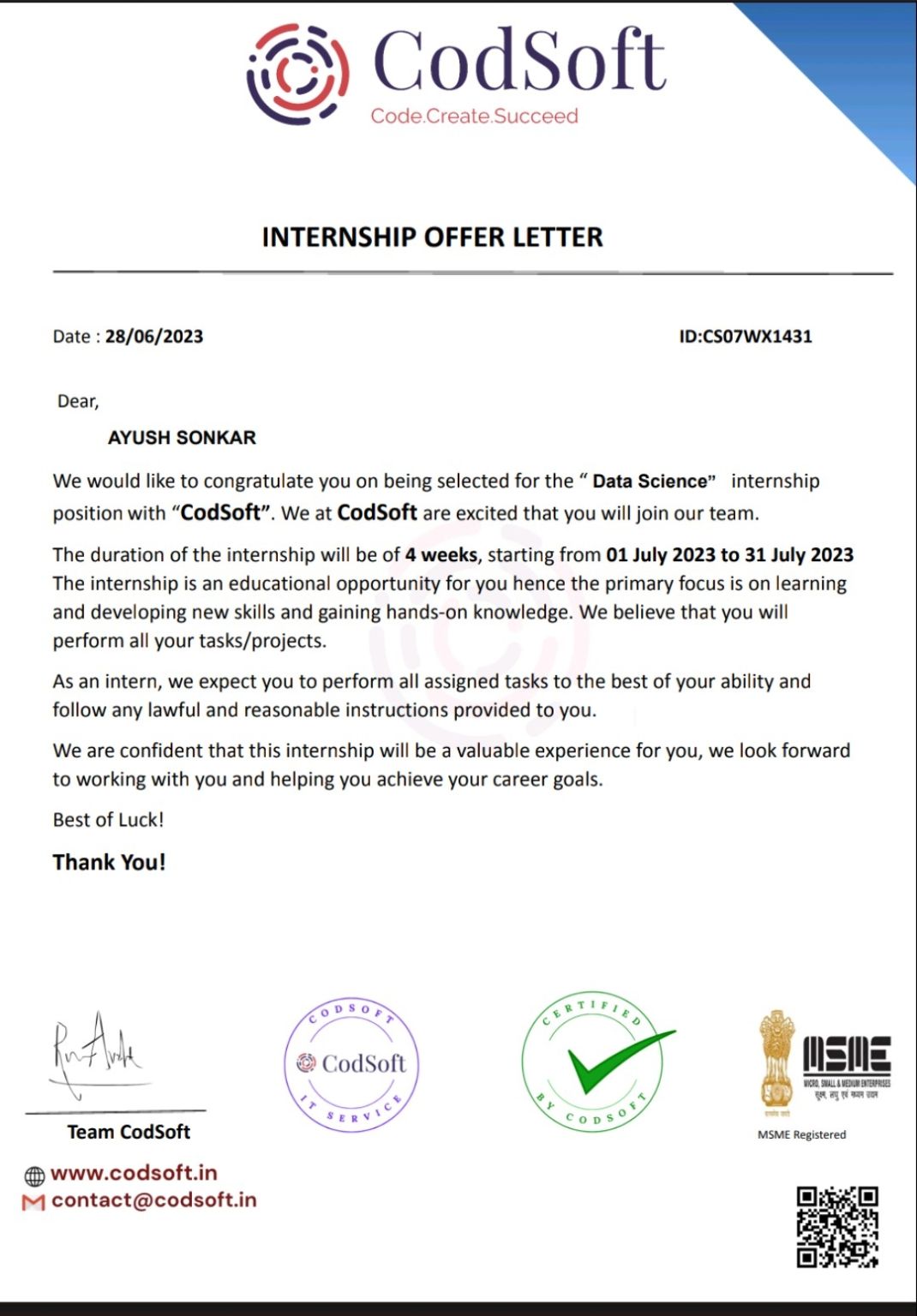 Ayush Sonkar on LinkedIn: #connections #codsoft #internship # ... Ayush Sonkar on LinkedIn: #connections #codsoft #internship # ...