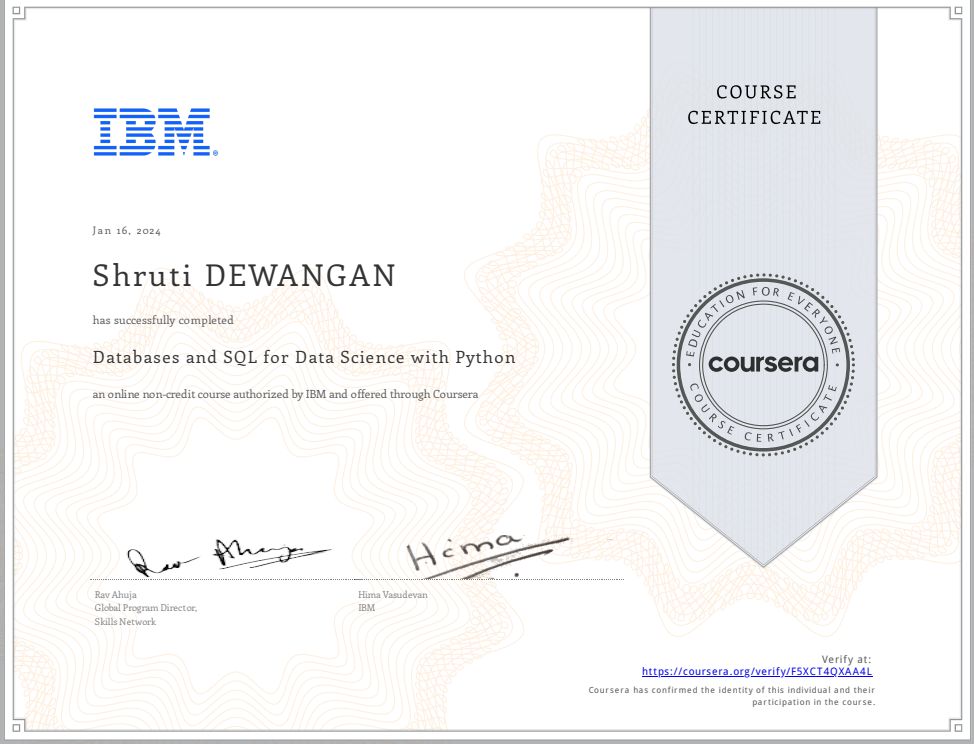 I got a new certification: Databases and SQL for Data Science with ... I got a new certification: Databases and SQL for Data Science with ...