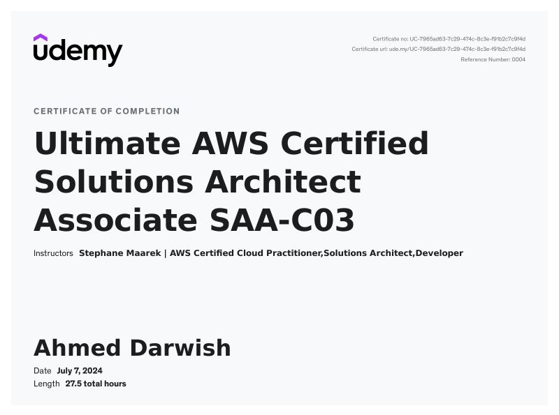 Ahmed Darwish on LinkedIn: #aws #cloudcomputing #certification #udemy # ... Ahmed Darwish on LinkedIn: #aws #cloudcomputing #certification #udemy # ...