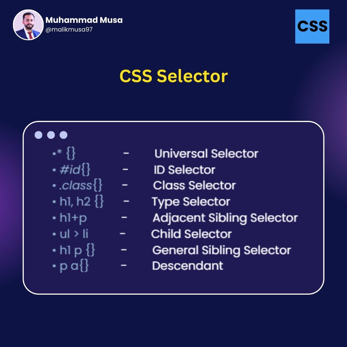Muhammad Musa Khan on LinkedIn: #css #selectors #uiux #cssbasics # ... Muhammad Musa Khan on LinkedIn: #css #selectors #uiux #cssbasics # ...