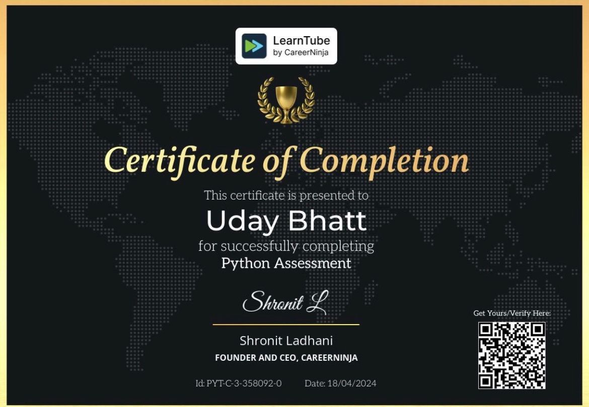 Uday Bhatt on LinkedIn: #python #programming #certification # ... Uday Bhatt on LinkedIn: #python #programming #certification # ...