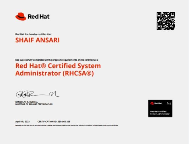 Shaif Ansari on LinkedIn: #thankyou #share #redhat #rhcsa #like # ... Shaif Ansari on LinkedIn: #thankyou #share #redhat #rhcsa #like # ...