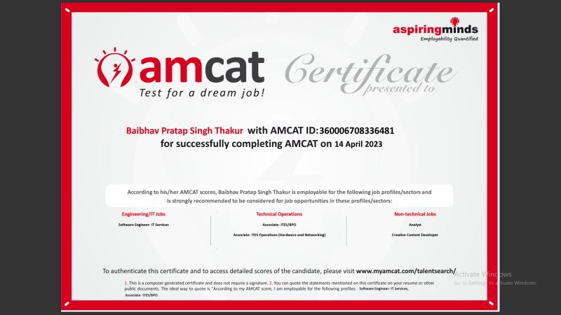 Baibhav Pratap Singh Thakur on LinkedIn: #amcat #shl #aspiringminds # ... Baibhav Pratap Singh Thakur on LinkedIn: #amcat #shl #aspiringminds # ...