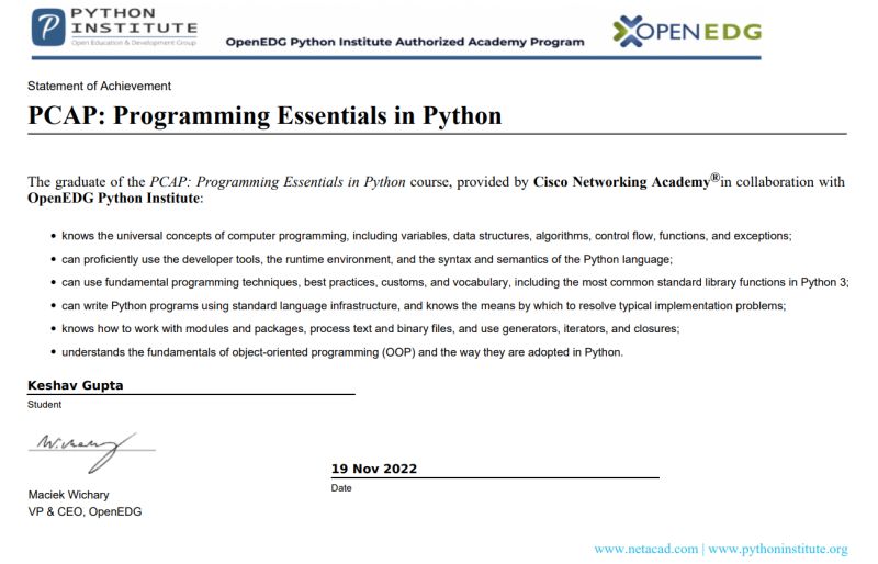 Keshav Gupta on LinkedIn: #python #cisco #cisconetworkingacademy Keshav Gupta on LinkedIn: #python #cisco #cisconetworkingacademy