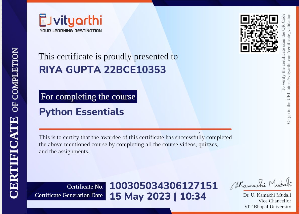 Riya Gupta on LinkedIn: very glad to complete this basics of python ... Riya Gupta on LinkedIn: very glad to complete this basics of python ...