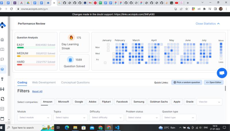 Suraj Annadate on LinkedIn: #coding #codingjourney #acciojob #hardwork Suraj Annadate on LinkedIn: #coding #codingjourney #acciojob #hardwork
