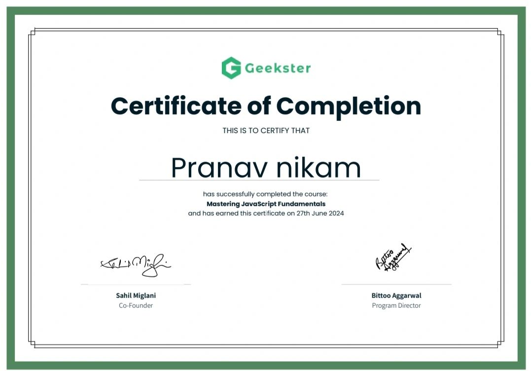 Pranav Nikam on LinkedIn: #javascript #certification #webdevelopment Pranav Nikam on LinkedIn: #javascript #certification #webdevelopment