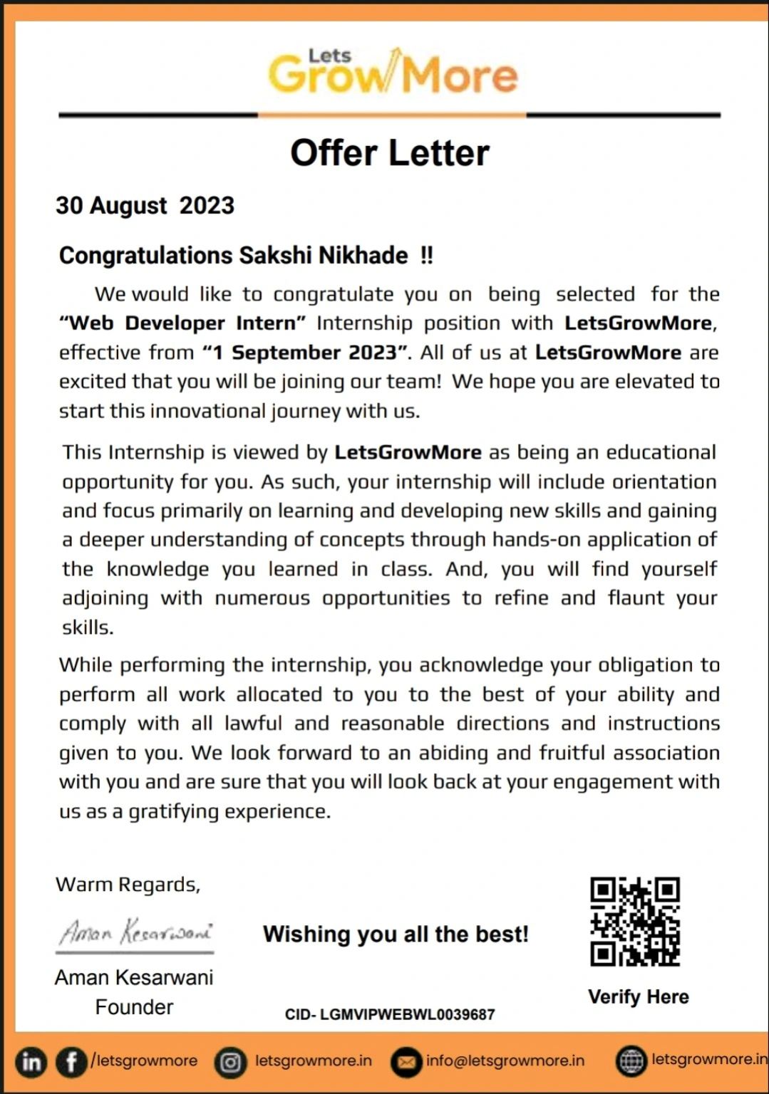 sakshi nikhade on LinkedIn: #letsgrowmore #internship sakshi nikhade on LinkedIn: #letsgrowmore #internship