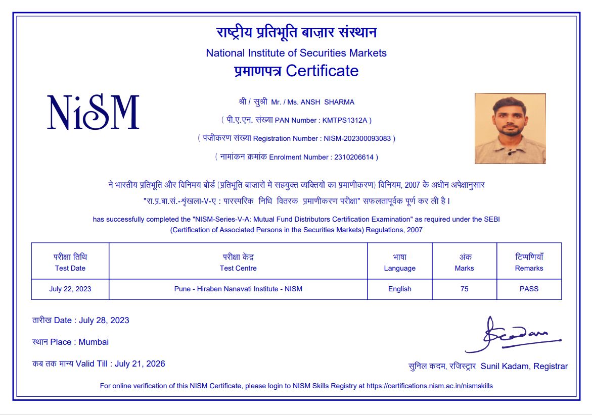 Ansh Sharma on LinkedIn: #nismmutualfund #nism #certified #investments ... Ansh Sharma on LinkedIn: #nismmutualfund #nism #certified #investments ...