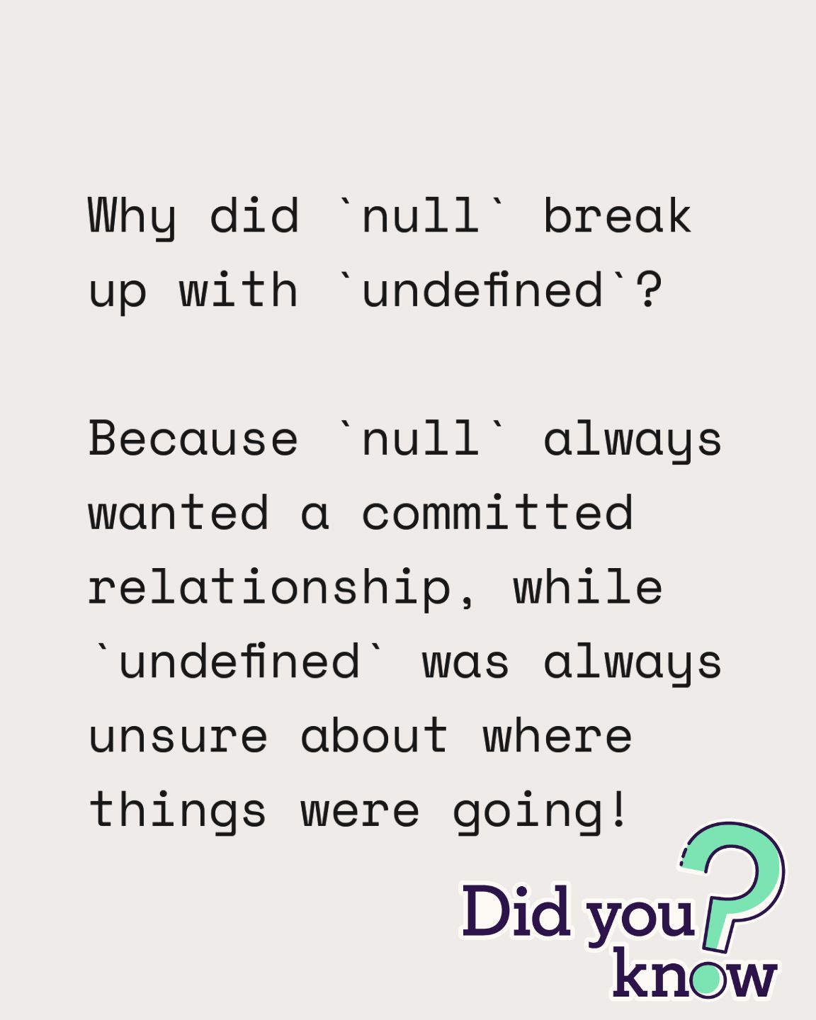 Amit Kumar on LinkedIn: #javascript #js #joke #coderslife #null # ... Amit Kumar on LinkedIn: #javascript #js #joke #coderslife #null # ...