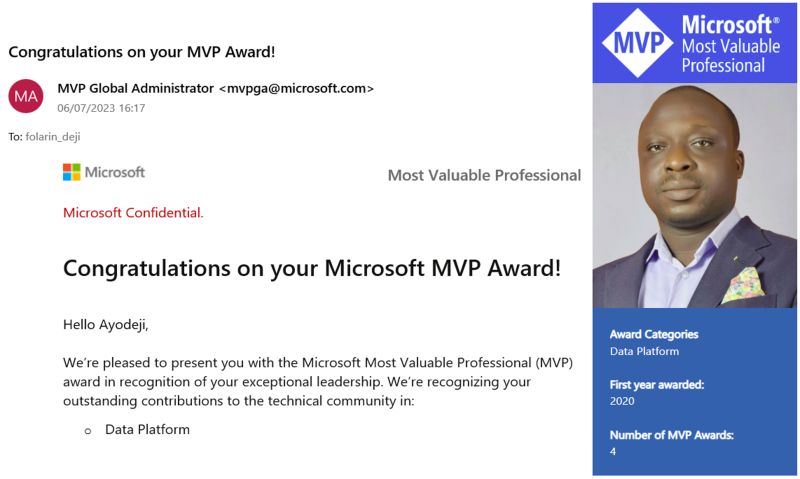 AYODEJI FOLARIN (MVP, MCT, MBA) on LinkedIn: #mvpbuzz #microsoftmvp ... AYODEJI FOLARIN (MVP, MCT, MBA) on LinkedIn: #mvpbuzz #microsoftmvp ...