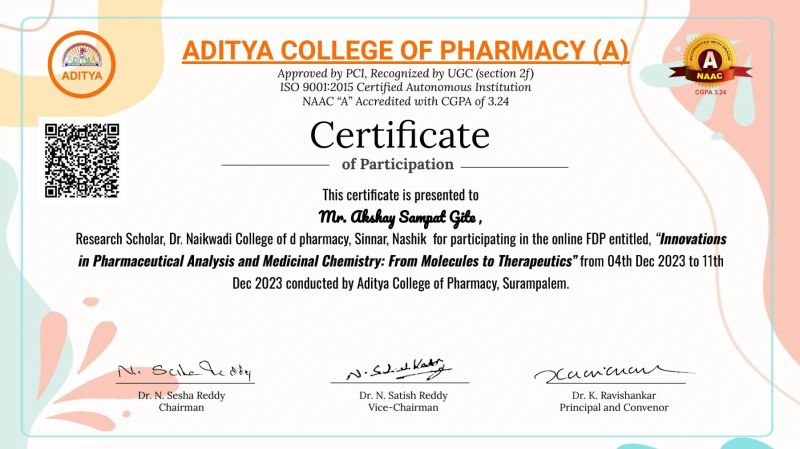 Akshay Gite on LinkedIn: #fdp2023 #medicinalchemistry # ... Akshay Gite on LinkedIn: #fdp2023 #medicinalchemistry # ...