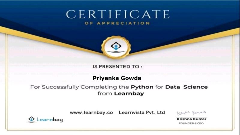 Priyanka Gowda K N on LinkedIn: #python #learning #datascience #learnbay Priyanka Gowda K N on LinkedIn: #python #learning #datascience #learnbay