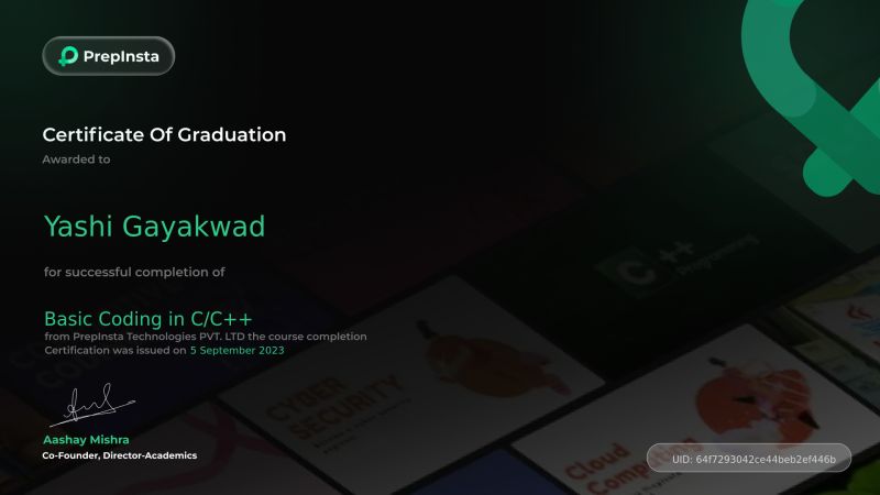 Yashi Gayakwad on LinkedIn: #linkedin #cpp Yashi Gayakwad on LinkedIn: #linkedin #cpp