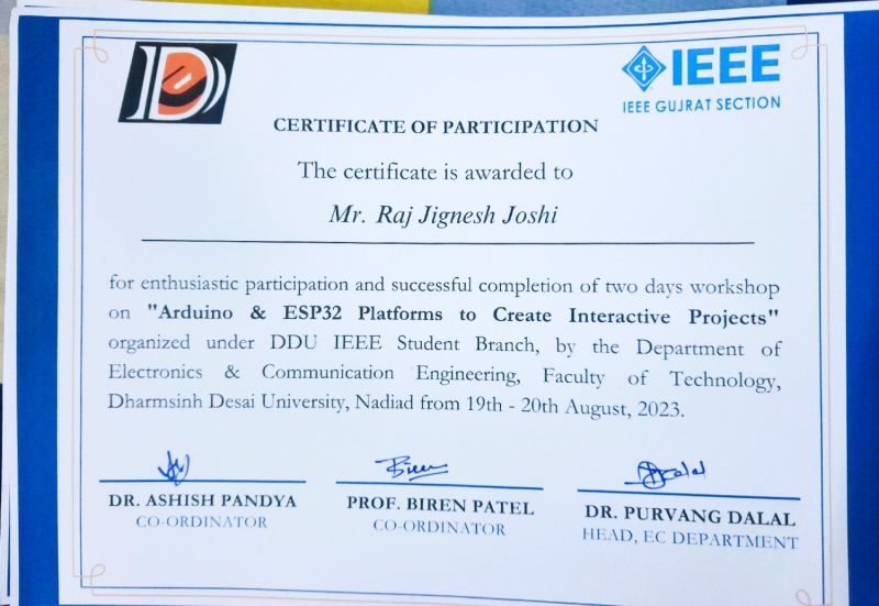 Completed a 2-day workshop on Arduino & ESP32 | raj joshi posted on the ... Completed a 2-day workshop on Arduino & ESP32 | raj joshi posted on the ...