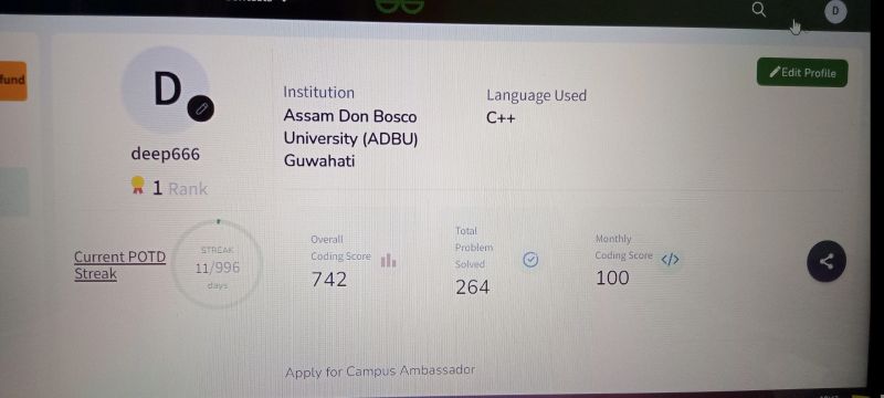 Deep Majumder on LinkedIn: Happy to share that finally I am rank 1 in ... Deep Majumder on LinkedIn: Happy to share that finally I am rank 1 in ...