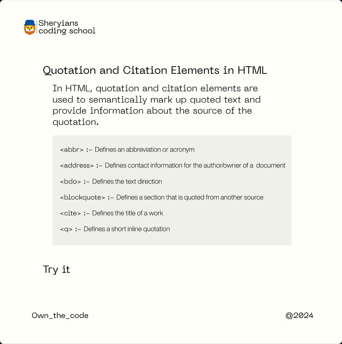 Sheryians Coding School on LinkedIn: #html #quotation #citation # ... Sheryians Coding School on LinkedIn: #html #quotation #citation # ...