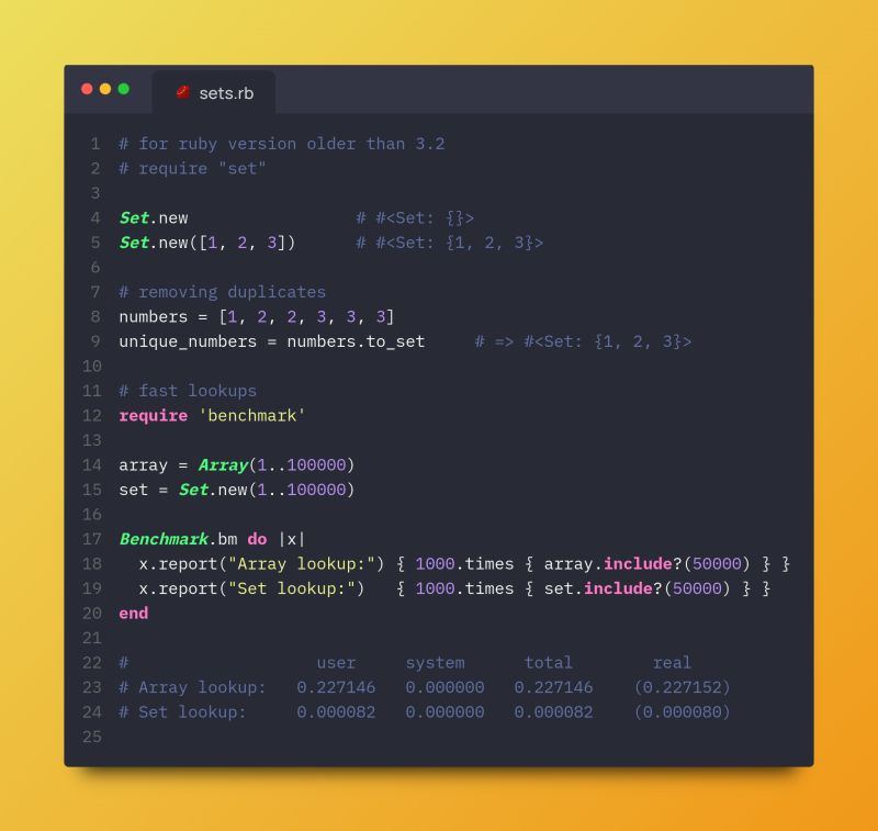 Juzer Shakir on LinkedIn: #ruby #sets #arrays #tips #programming Juzer Shakir on LinkedIn: #ruby #sets #arrays #tips #programming