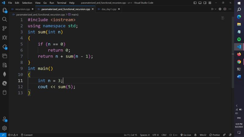 Himanshi Jain on LinkedIn: DSA DAY-5 RECURSION PROBLEM >Adding n ... Himanshi Jain on LinkedIn: DSA DAY-5 RECURSION PROBLEM >Adding n ...