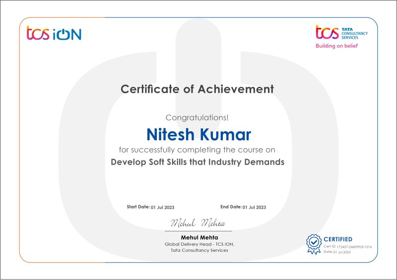 NITESH KUMAR on LinkedIn: #tcs #softskills #softwaredevelopment NITESH KUMAR on LinkedIn: #tcs #softskills #softwaredevelopment