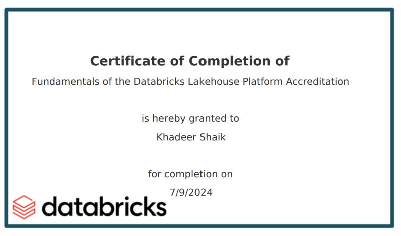 Khadeer Shaik on LinkedIn: #databricks #newlearning Khadeer Shaik on LinkedIn: #databricks #newlearning