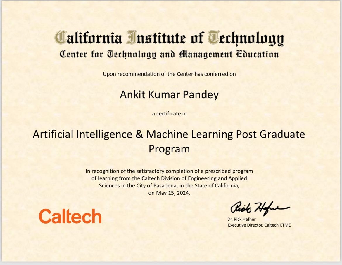 Ankit Pandey on LinkedIn: #ai #caltech #ctme #datascience #deeplearning ... Ankit Pandey on LinkedIn: #ai #caltech #ctme #datascience #deeplearning ...