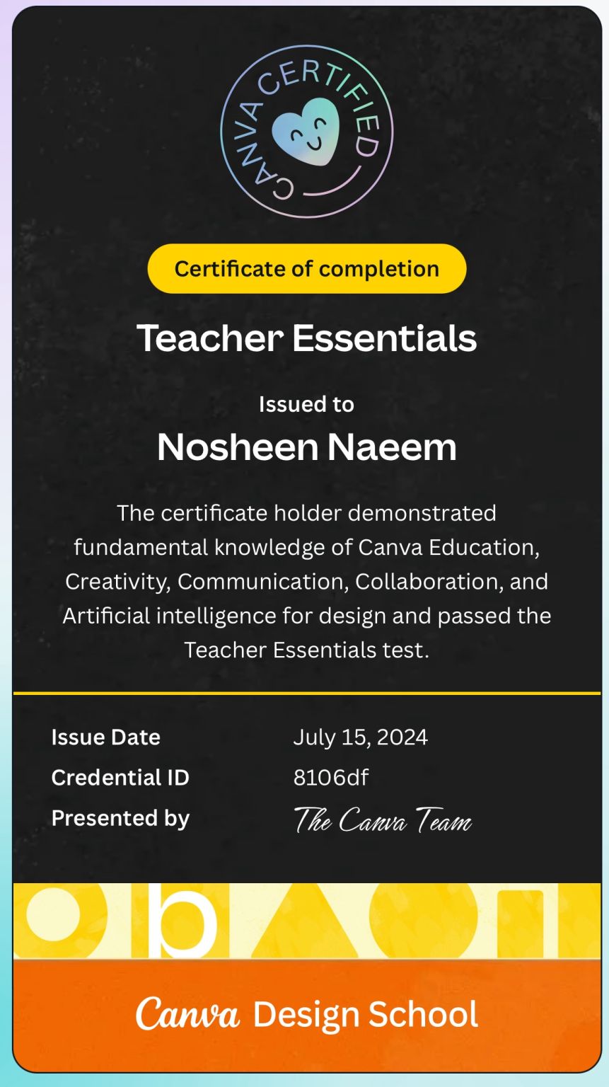 Nosheen Naeem on LinkedIn: Certificate of Completion - Teacher ... Nosheen Naeem on LinkedIn: Certificate of Completion - Teacher ...