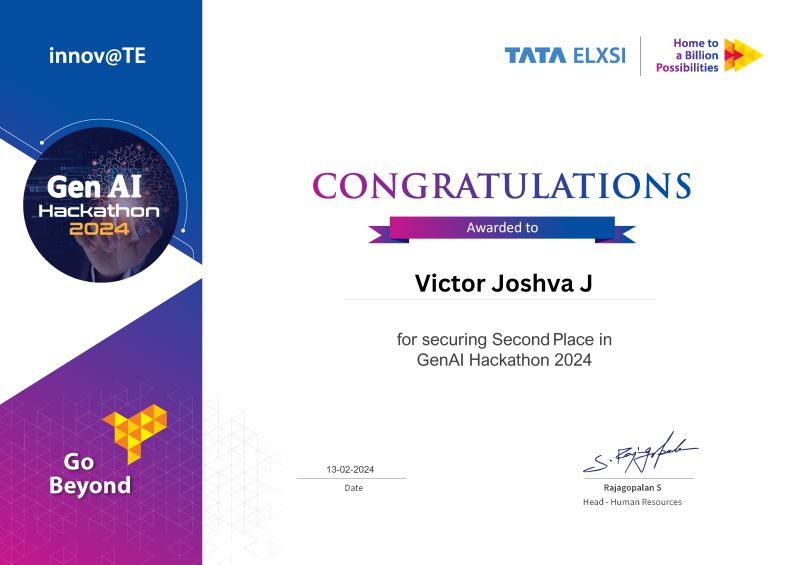 VICTOR JOSHVA J on LinkedIn: Hi everyone! I'm thrilled to share that I ... VICTOR JOSHVA J on LinkedIn: Hi everyone! I'm thrilled to share that I ...