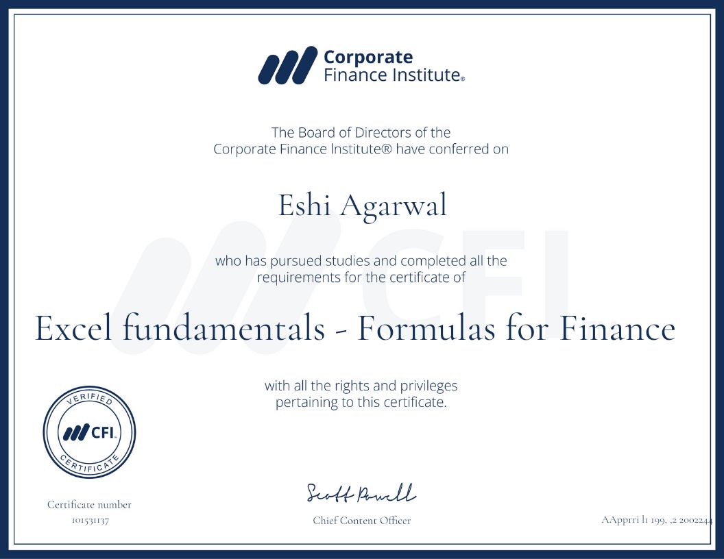 Eshi Agarwal on LinkedIn: #excel #certification Eshi Agarwal on LinkedIn: #excel #certification