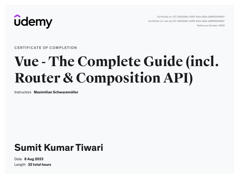 Sumit Tiwari on LinkedIn: Completed Vue course 😊 Sumit Tiwari on LinkedIn: Completed Vue course 😊