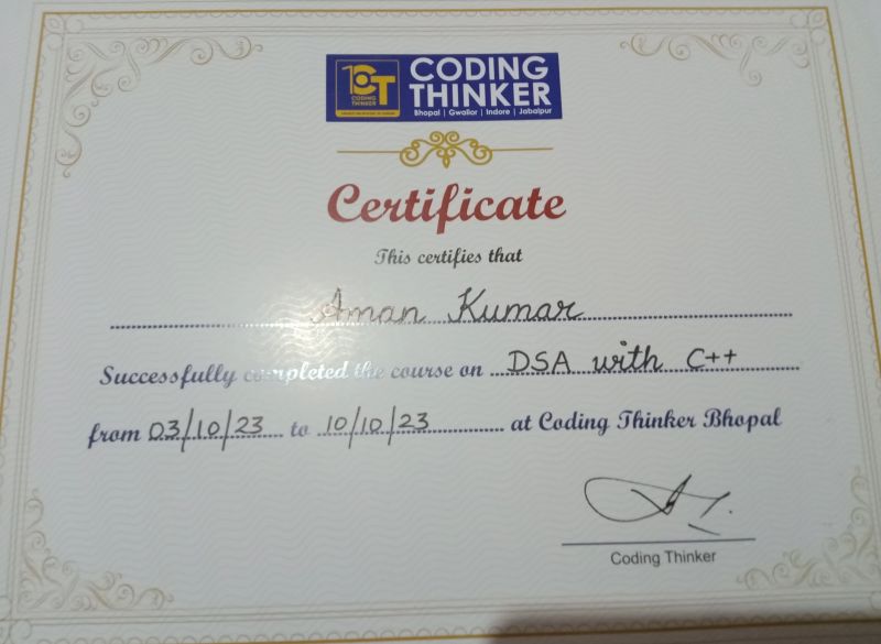 Aman kumar on LinkedIn: #dsa #cpp #codingthinker Aman kumar on LinkedIn: #dsa #cpp #codingthinker
