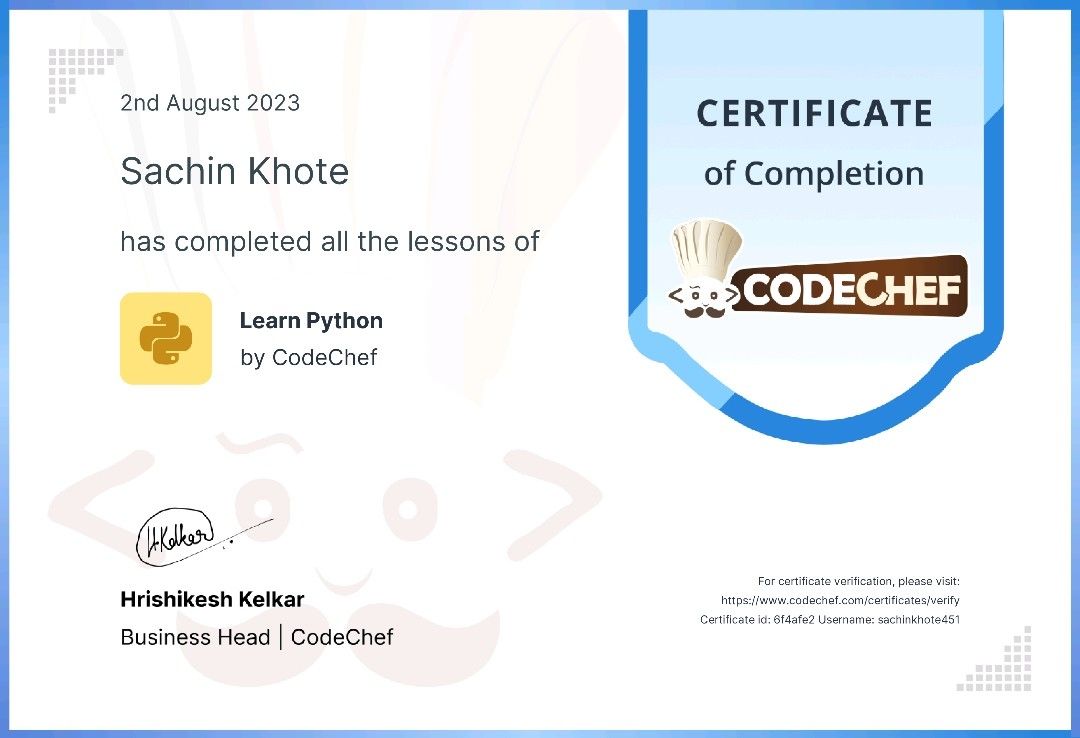 Sachin Khote on LinkedIn: #codechef #python #pythonprogramming # ... Sachin Khote on LinkedIn: #codechef #python #pythonprogramming # ...