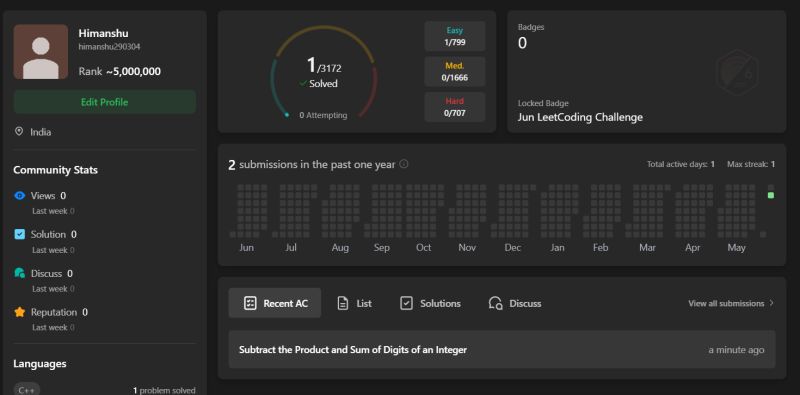 Himanshu Kumar on LinkedIn: Finally solved My First Question on Leetcode! Himanshu Kumar on LinkedIn: Finally solved My First Question on Leetcode!