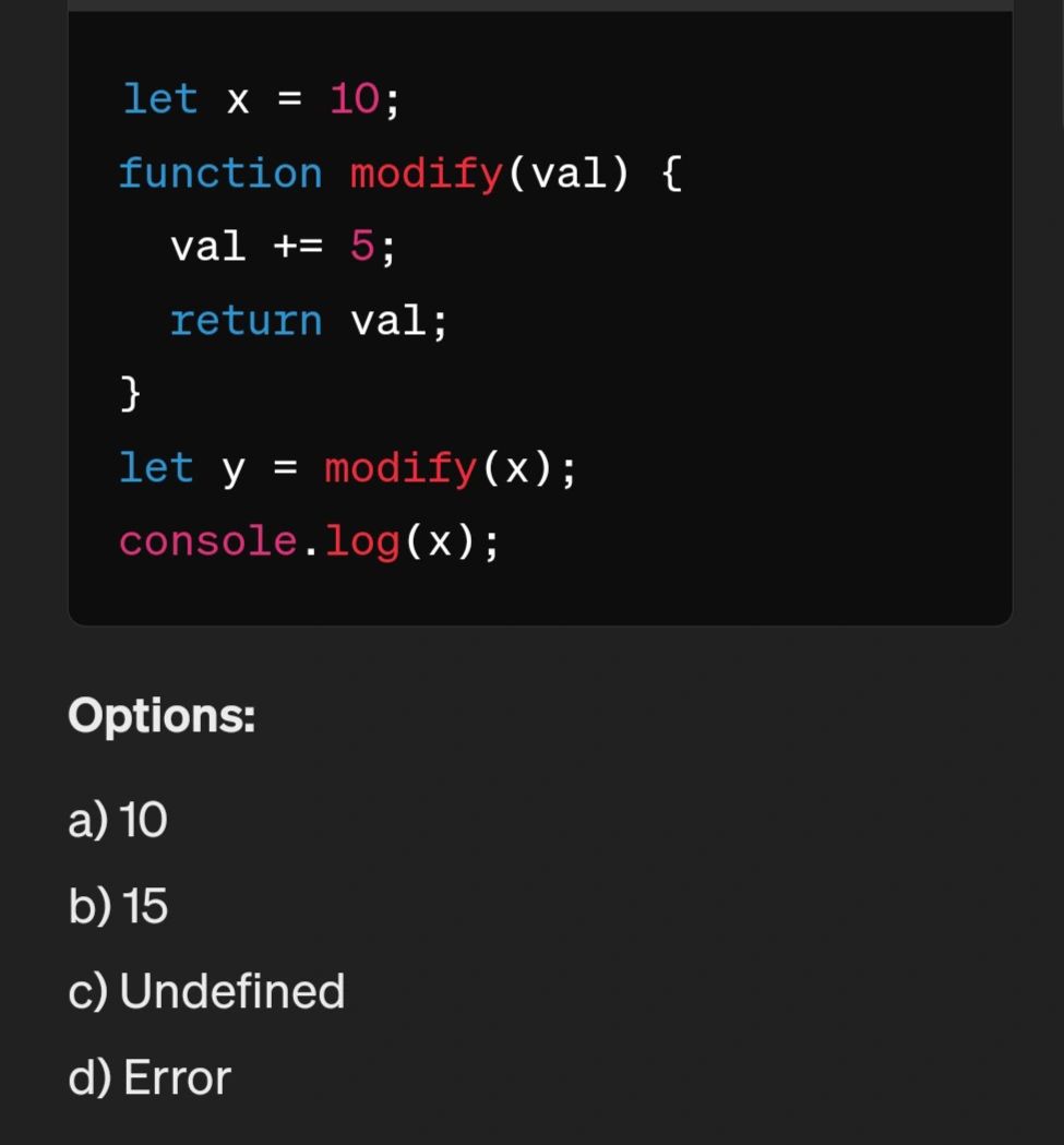 Sehar Nazeer on LinkedIn: #javascriptchallenge #codingchallenge # ... Sehar Nazeer on LinkedIn: #javascriptchallenge #codingchallenge # ...