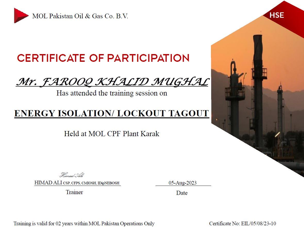 Farooq Khalid Mughal on LinkedIn: Mr. Himad Ali, CSP®, CFPS®, CMIOSH ... Farooq Khalid Mughal on LinkedIn: Mr. Himad Ali, CSP®, CFPS®, CMIOSH ...
