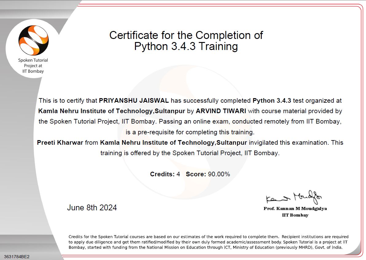 Priyanshu Jaiswal on LinkedIn: #pythontraining #iitbombay # ... Priyanshu Jaiswal on LinkedIn: #pythontraining #iitbombay # ...