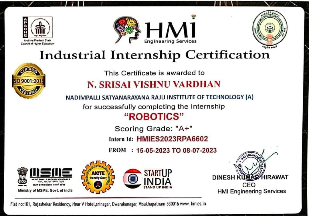 Naredla Sri Sai Vishnu Vardhan on LinkedIn: #robotics #internship # ... Naredla Sri Sai Vishnu Vardhan on LinkedIn: #robotics #internship # ...