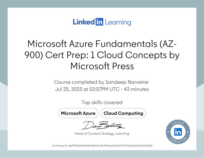 Sandeep Narvekar on LinkedIn: Certificate of Completion Sandeep Narvekar on LinkedIn: Certificate of Completion