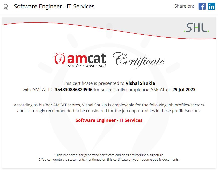 Vishal Shukla on LinkedIn: #amcat #shl #softwaredevelopment # ... Vishal Shukla on LinkedIn: #amcat #shl #softwaredevelopment # ...