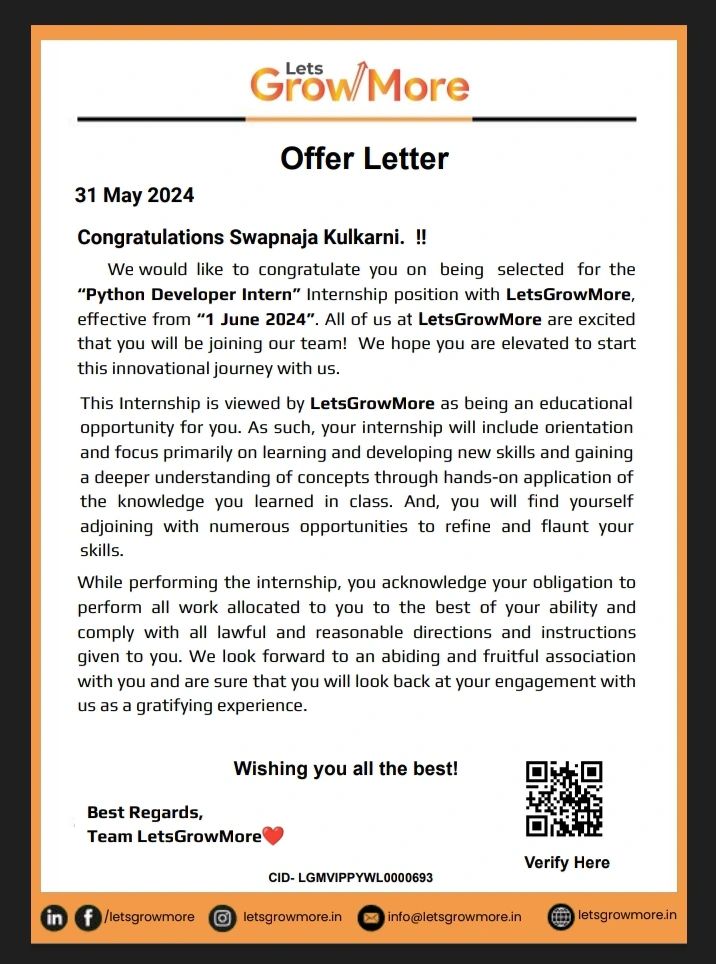 Swapnaja Kulkarni on LinkedIn: #intern #python #pythondeveloper # ... Swapnaja Kulkarni on LinkedIn: #intern #python #pythondeveloper # ...