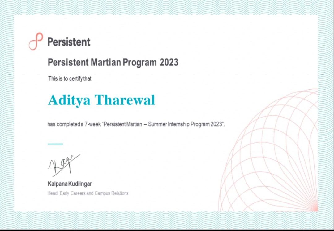 Aditya Tharewal on LinkedIn: #martianprogram #persistent Aditya Tharewal on LinkedIn: #martianprogram #persistent