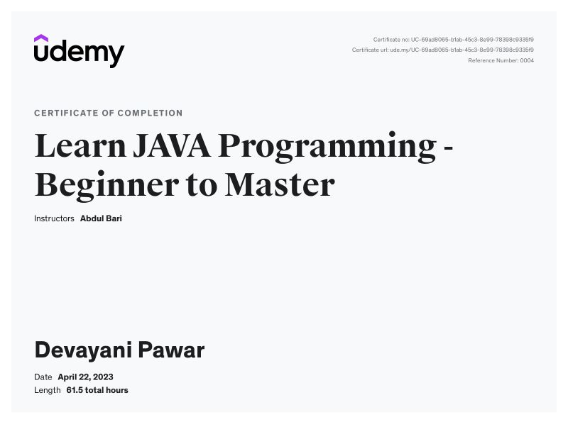 Devayani Pawar on LinkedIn: #java #programming #udemy Devayani Pawar on LinkedIn: #java #programming #udemy