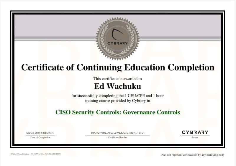 Udochukwu Wachuku, CISSP on LinkedIn: CPE: CISO Security Controls ... Udochukwu Wachuku, CISSP on LinkedIn: CPE: CISO Security Controls ...