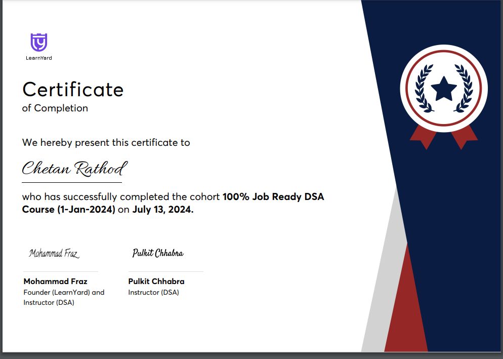 Chetan Rathod on LinkedIn: #dsa #certification #datastructures # ... Chetan Rathod on LinkedIn: #dsa #certification #datastructures # ...