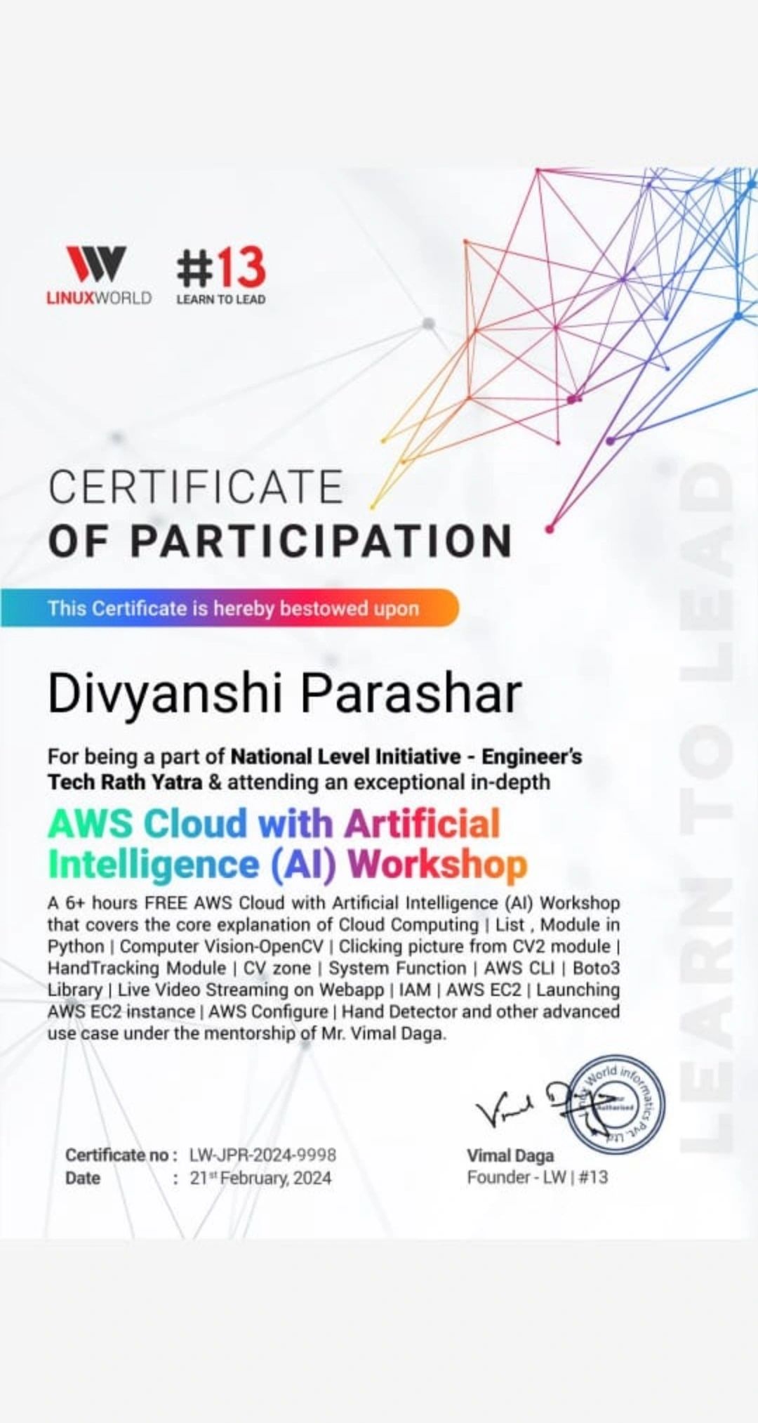 Divyanshi Parashar on LinkedIn: #aiworkshop #certificationjourney # ... Divyanshi Parashar on LinkedIn: #aiworkshop #certificationjourney # ...