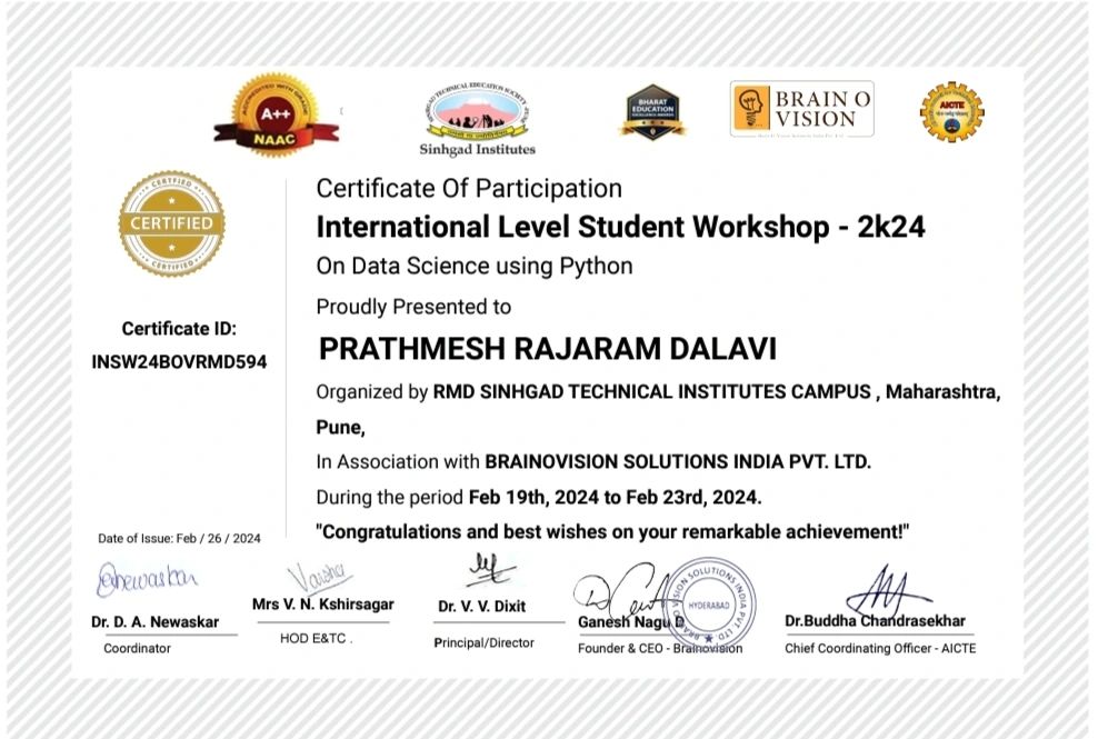 Prathmesh Dalavi on LinkedIn: #datascience #python #workshop2024 Prathmesh Dalavi on LinkedIn: #datascience #python #workshop2024