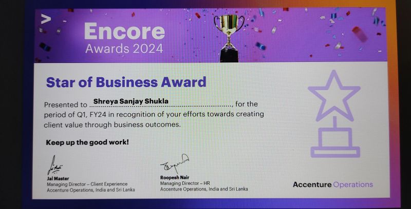 Shreya Shukla on LinkedIn: #accenture #achievement Shreya Shukla on LinkedIn: #accenture #achievement