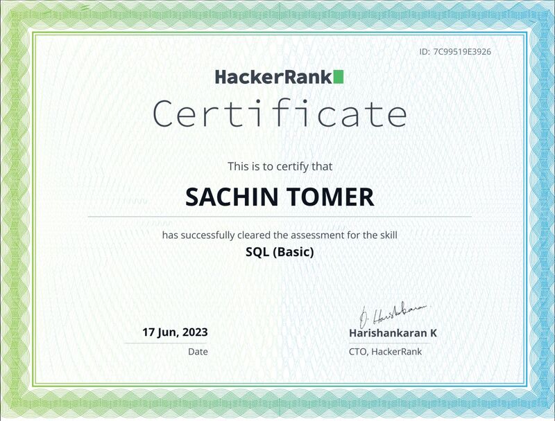 SACHIN TOMER on LinkedIn: #hackerrank #sql SACHIN TOMER on LinkedIn: #hackerrank #sql