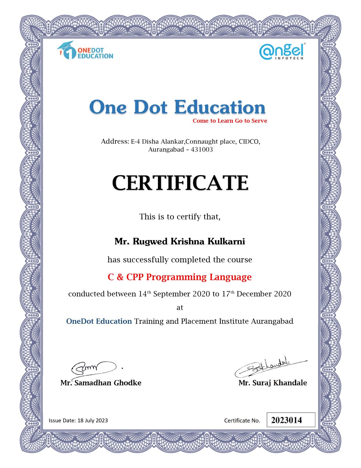 Rugwed Kulkarni on LinkedIn: #cprogramming #cpp #certification # ... Rugwed Kulkarni on LinkedIn: #cprogramming #cpp #certification # ...